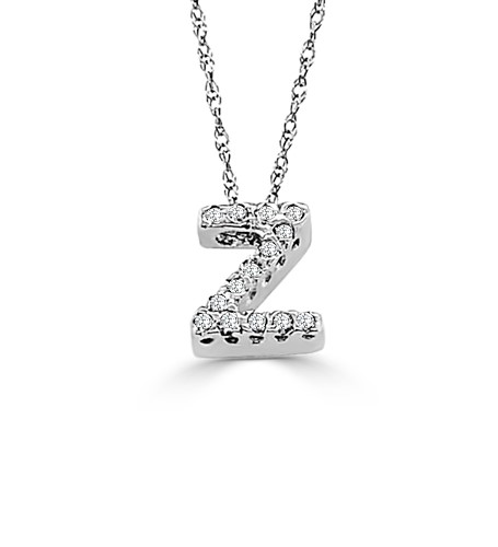 14K GOLD DIAMOND SMALL INITIAL 'Z' NECKLACE